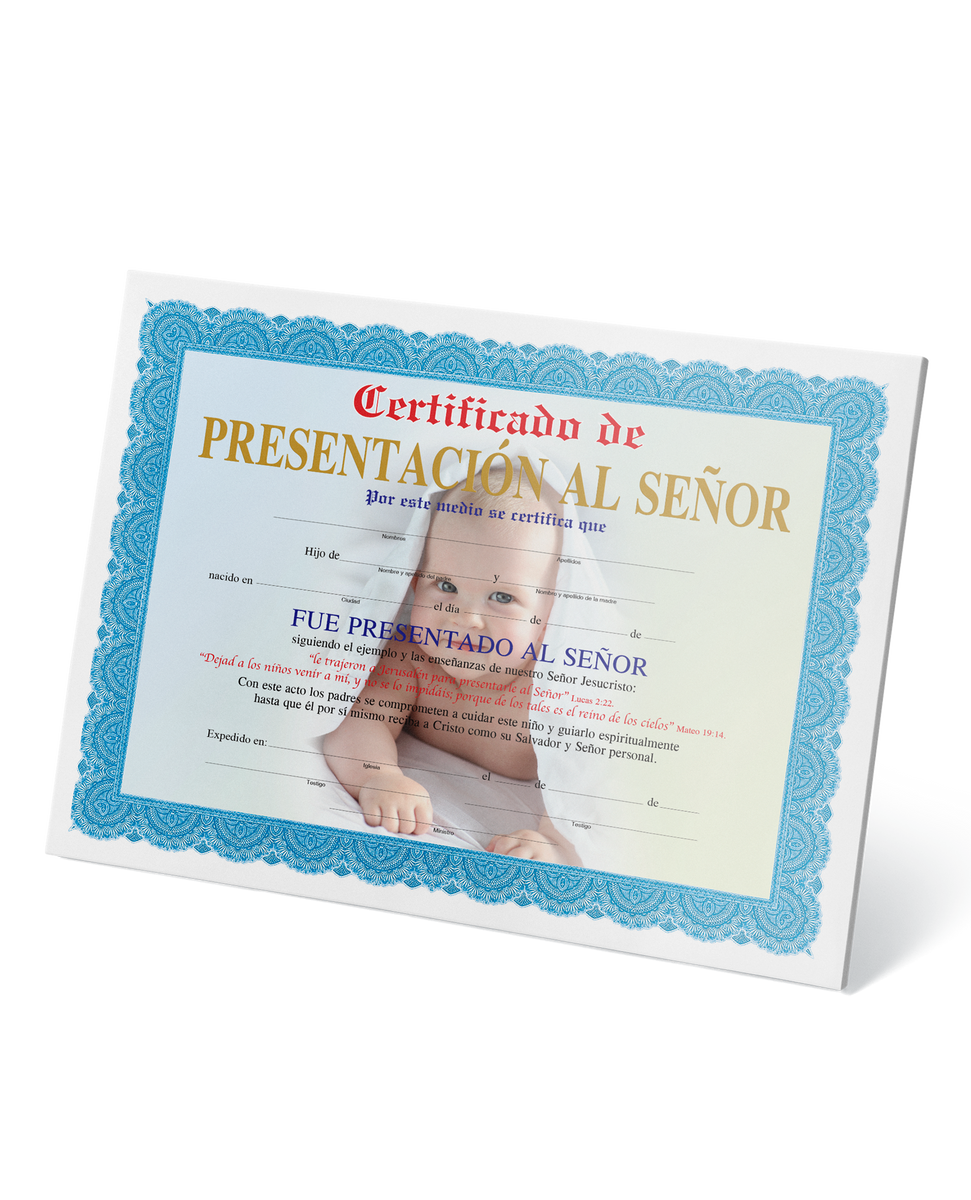 12134 Certificado de Presentación al Señor para Niño – Senda de Vida